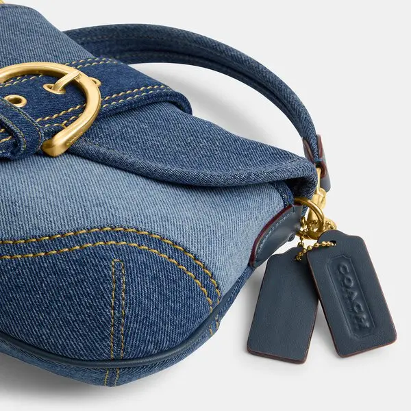 Coach Soho Bag In Repurposed Denim - Brass/Blue Multi | Editorialist